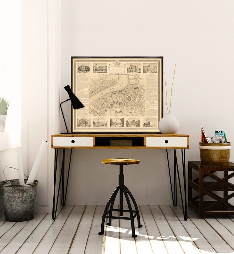 Arles Map - Vintage Style Map of Arles, Illustrated Old City Plan With ...