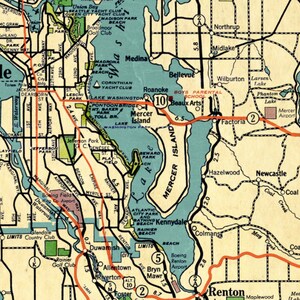 Puget Sound Map From 1947, Seattle, Tacoma, Bremerton, Middle Century ...