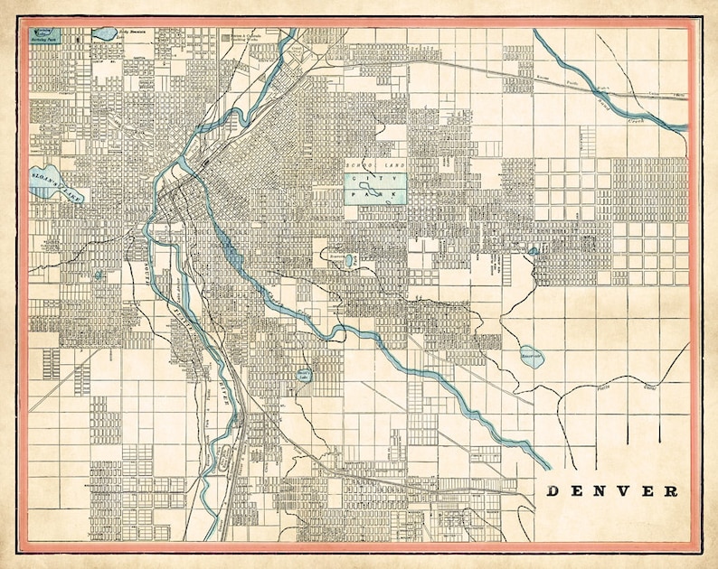 Old Map of Denver Print Denver Map Reproduction on Paper or - Etsy