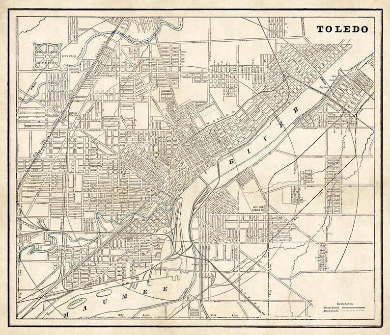 Toledo Map Archival Reproduction Old Map of Toledo ohio | Etsy