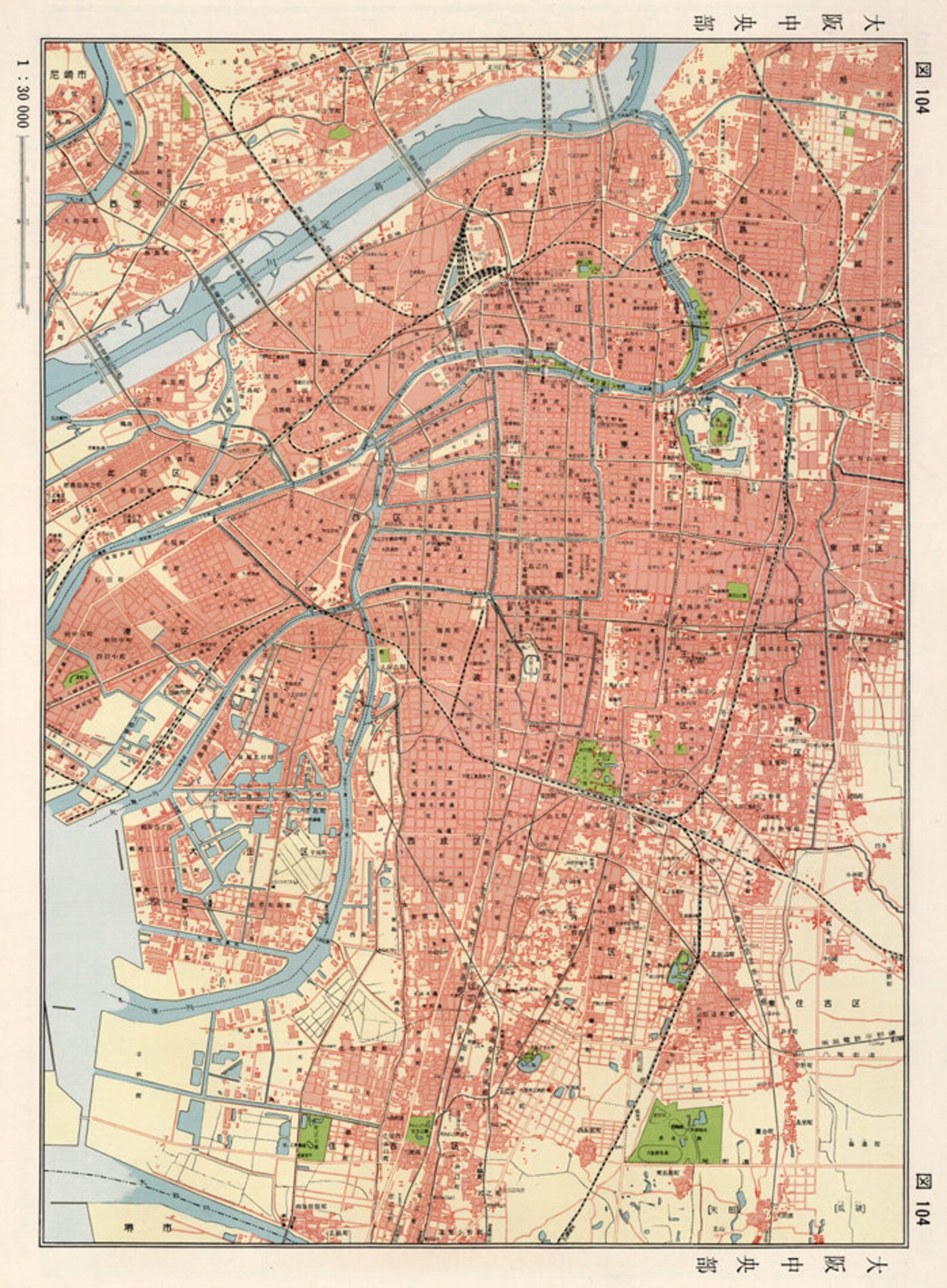 Osaka map Large map print of Osaka available on paper or | Etsy