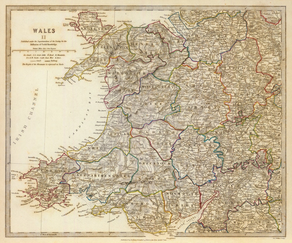 Wales Map Historical Map of Wales Wall Map Print on Paper - Etsy UK