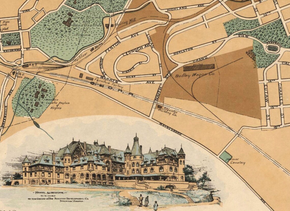 Staunton Map Old Map Restored City of Staunton Fine - Etsy