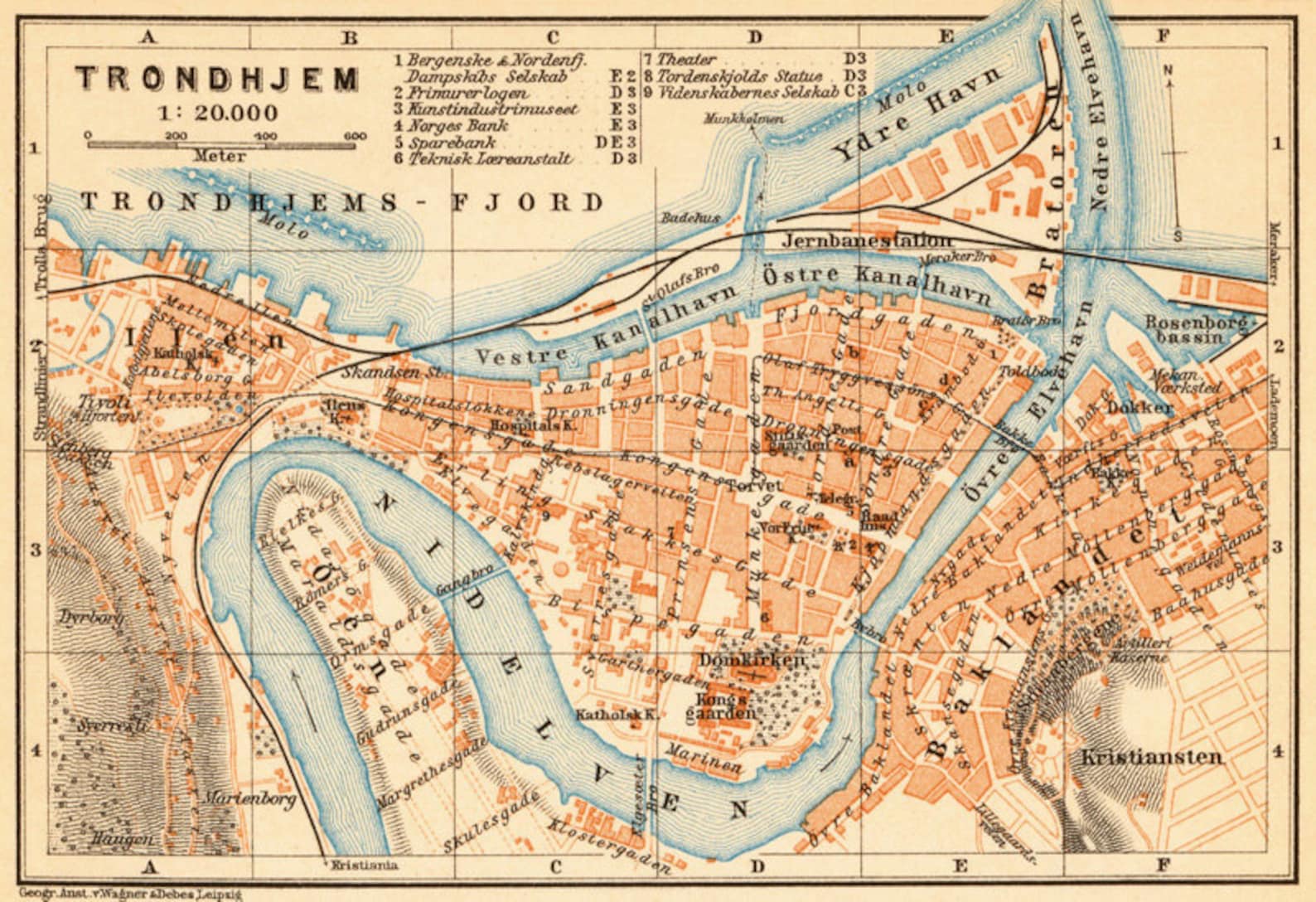 Trondheim Map Trondhjem Map Archival Map Reproduction 11 X 16 ...
