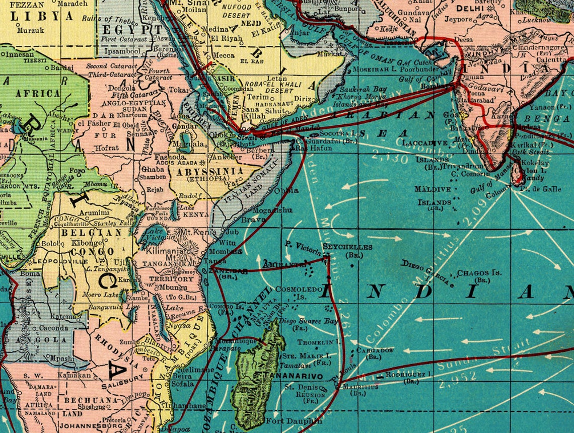 Wonderful Map of the World From 1897 Vintage Wall Map Poster | Etsy