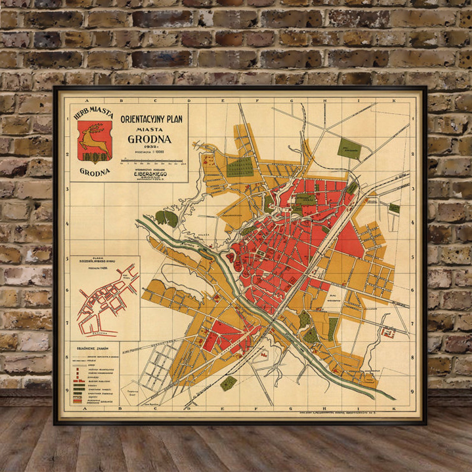 Grodno Map Old Map of Grodno Hrodna Map - Etsy