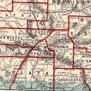 Old Map of Colorado - Vintage Map Restored - Wall Map Print on Paper or ...