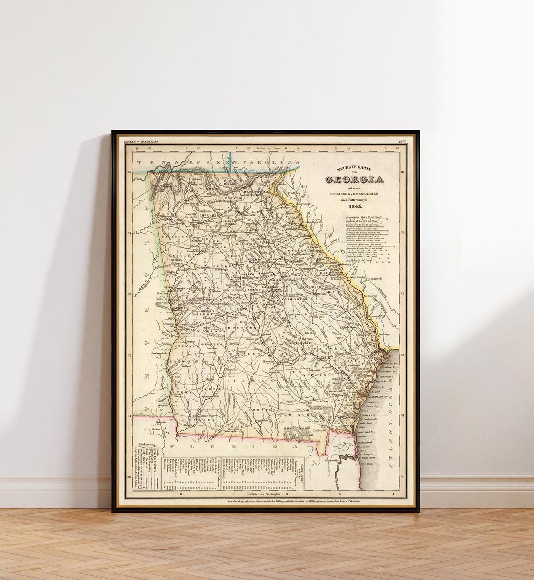 Georgia Map Print - Old Map of Georgia - Historic Maps Reproduction on ...