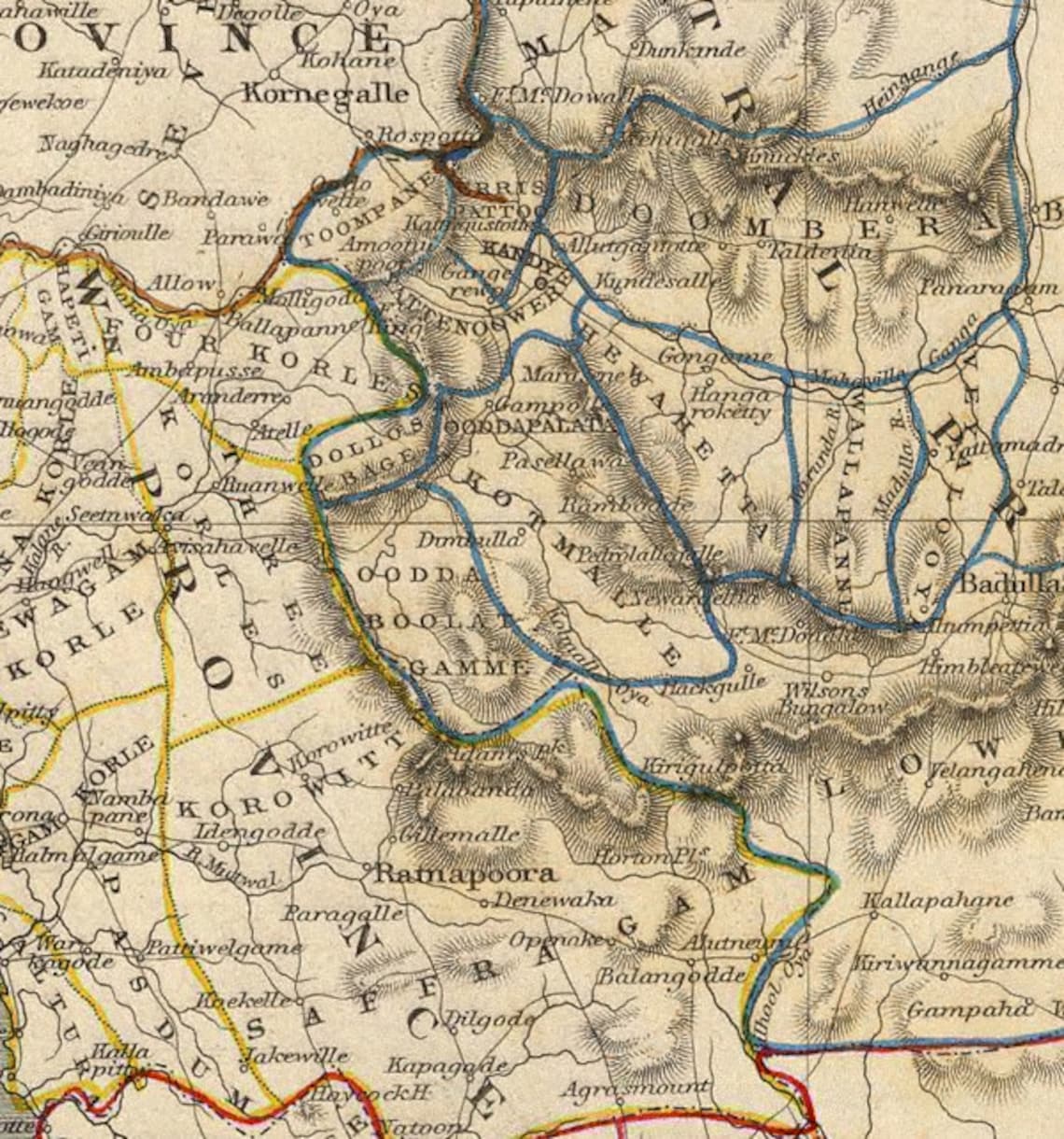 Ceylon Map - Sri Lanka Map - - Old Map Fine Print on Paper or Canvas ...