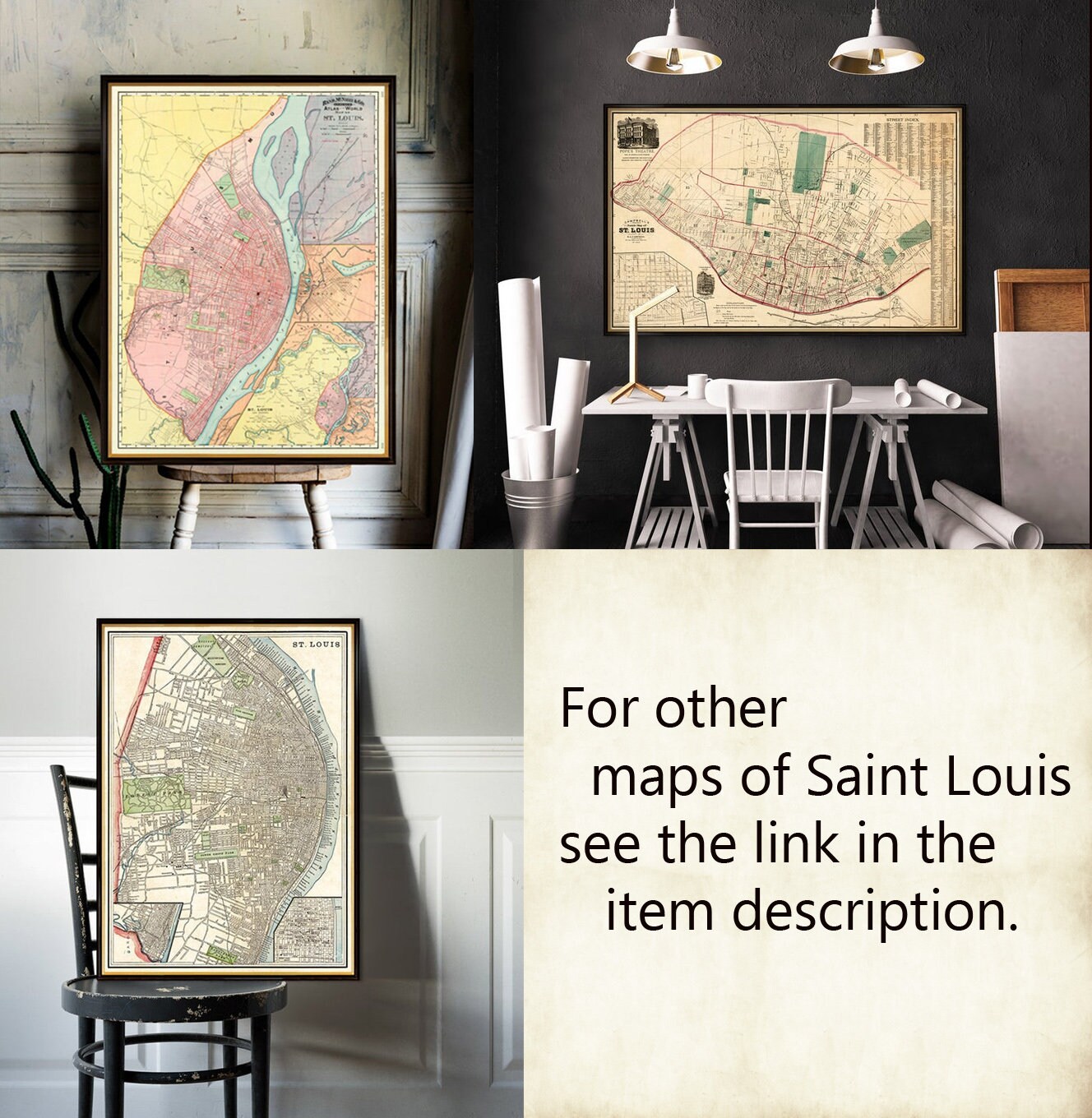 Saint Louis Map Vintage Map of Saint Louis Fine Giclee | Etsy