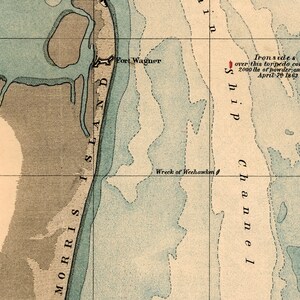 Charleston Harbor Map, Showing Rebel Defences, Historical Map of ...