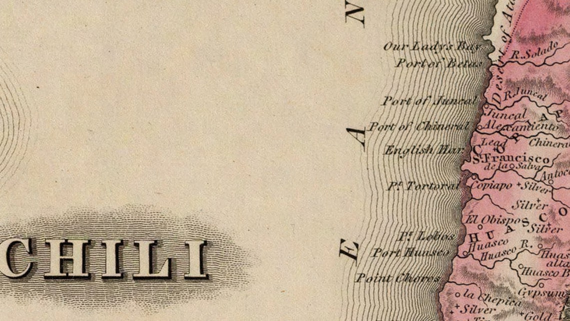 Old Map of Chile Chile Map Archival Print Old Map Restored | Etsy