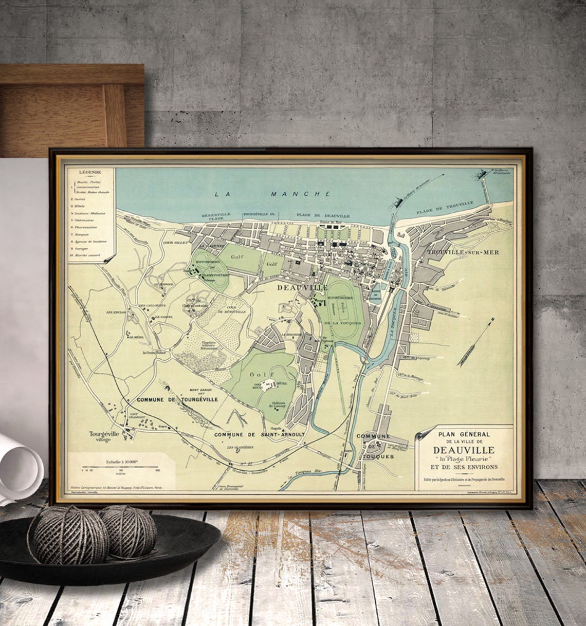 Deauville Map Plan De La Ville De Deauville Old Map - Etsy