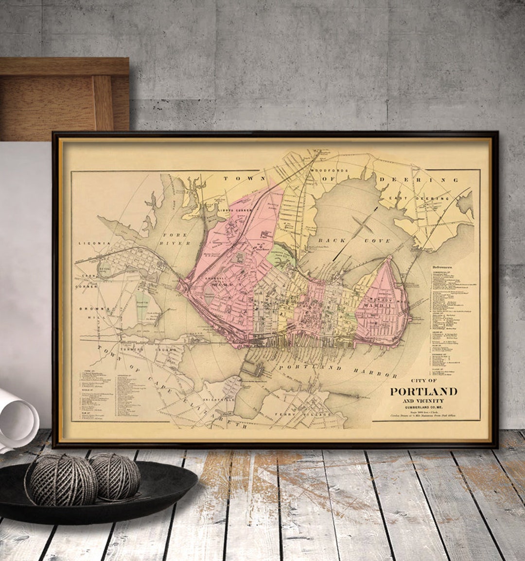 Old Map of Portland - City Map Print - Portland Map Archival ...