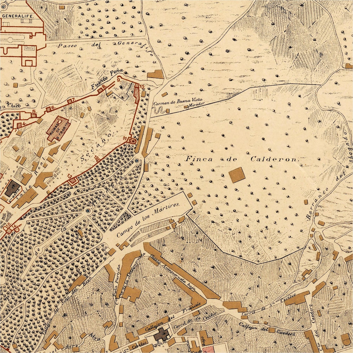Granada Map - Old Map of Granada Print on Paper or Canvas - Etsy