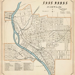 Old City Plan of Fort Dodge, Historical City Map, Restored Map, Wall ...