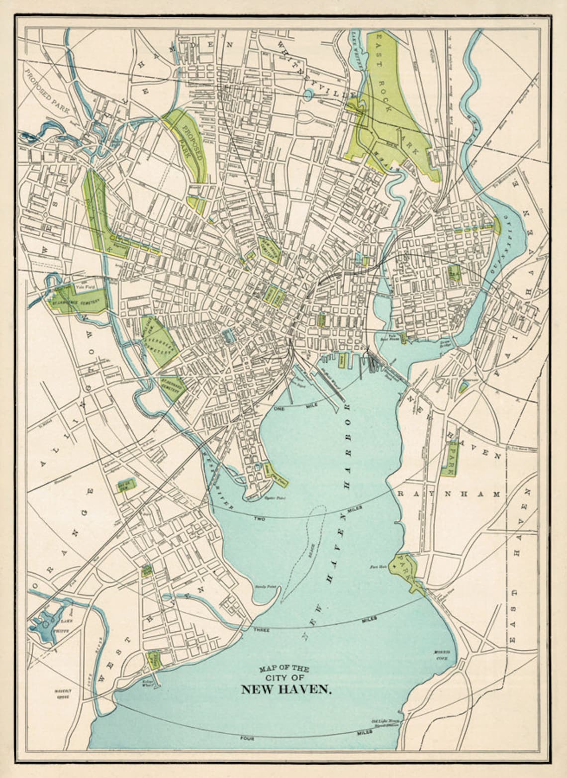 New Haven Map Vintage Map of New Haven Fine Giclee Print - Etsy