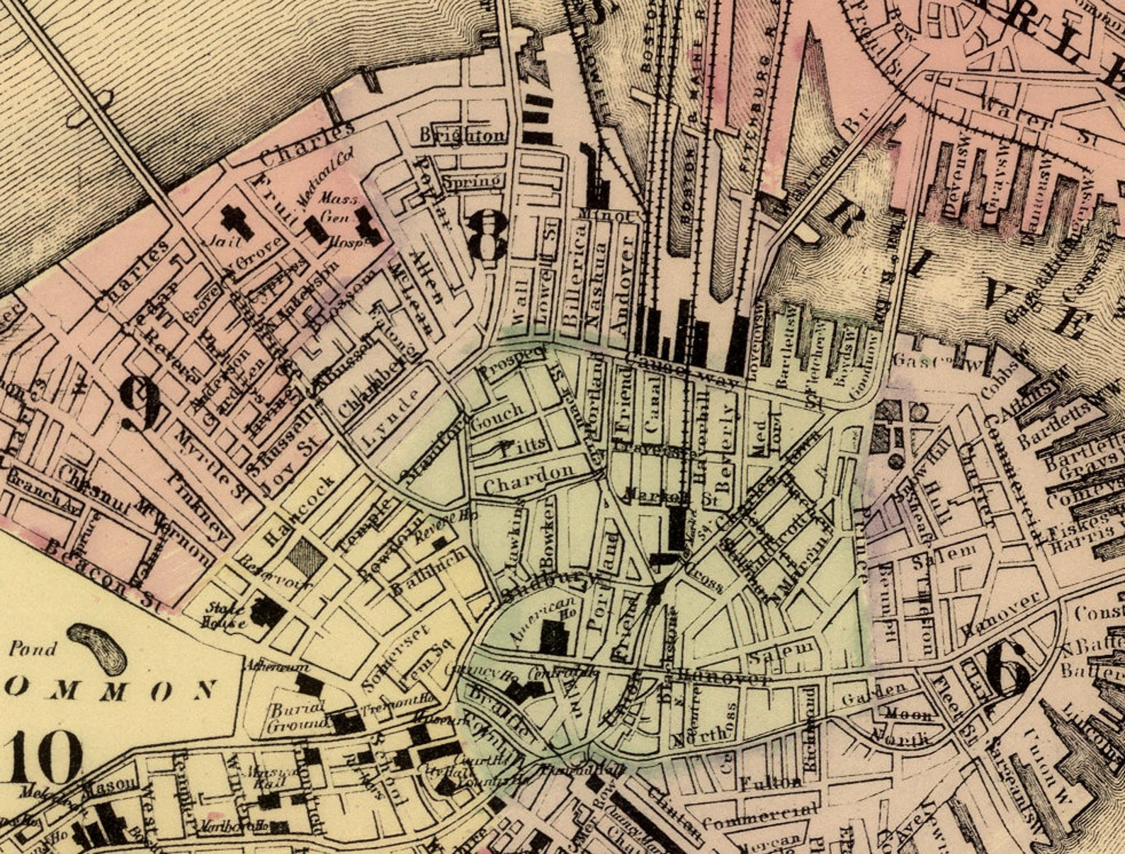 Boston Map Old Map of Boston Historical Map Restored - Etsy