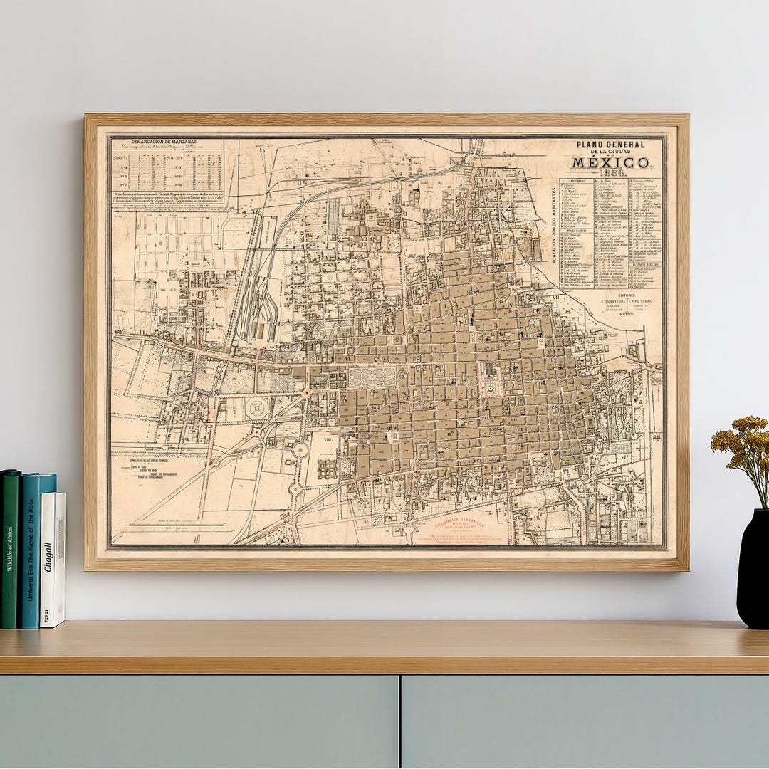 Old Map of Mexico City | Historical Map | Vintage Map Print - Etsy UK