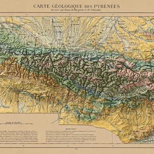 Pyrenees Mountains | Old Geological Map Print - Etsy
