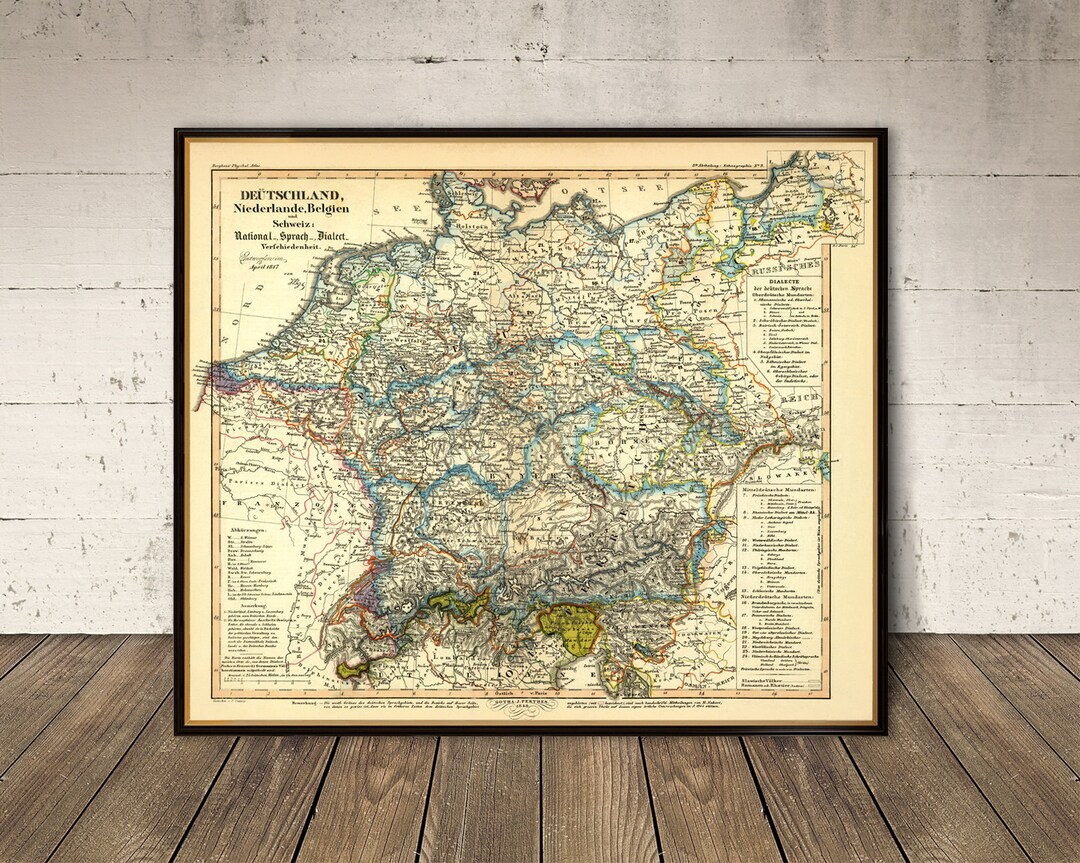 Germany Map Historical Map Reproduction on Paper or Canvas - Etsy