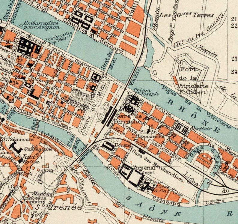 Old Map of Lyon Carte De Lyon Fine Archival Reproduction | Etsy