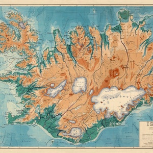 Old Map of Iceland - Iceland Map Fine Print - Islandia Map - Wall Map ...