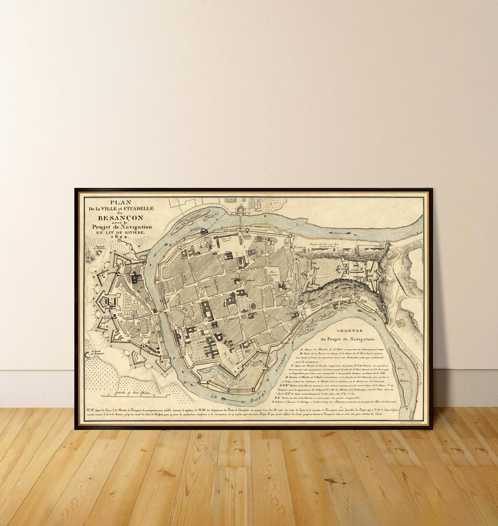 Besancon Map - Plan De Besançon - Historical Map Print, 16 X 24 Inches ...