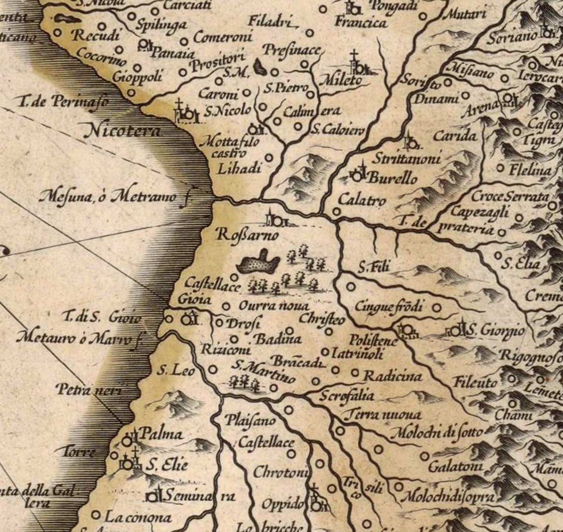 Antique Map of Calabria Fine Print Available on Paper or - Etsy