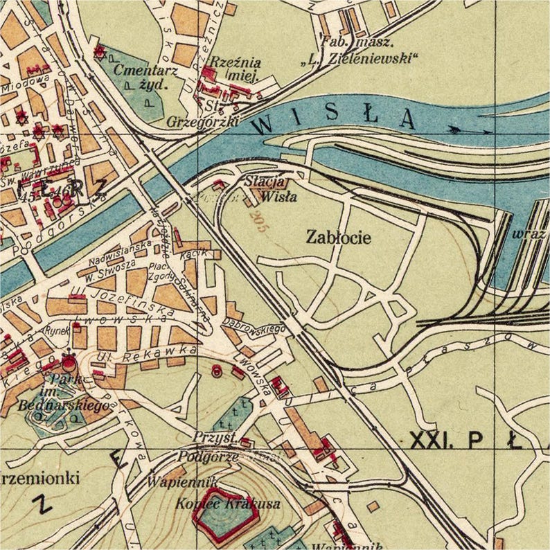 Kraków Historical Map | Antique Polish City Plan With Inset Timelines ...