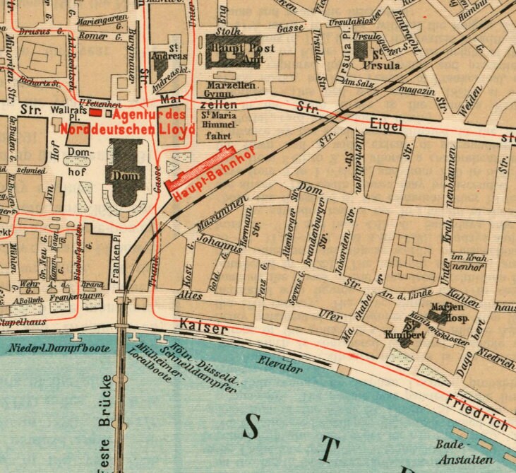 Mapa de Colonia Mapa antiguo de Colonia en letra pequeña - Etsy España