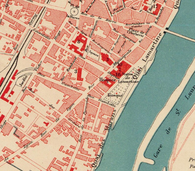 Vintage Map of Mâcon Plan De Mâcon Fine Reproduction on - Etsy