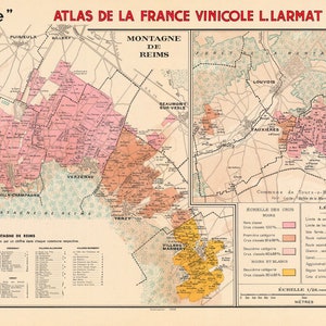 Montagne De Reims Wine Area Map, Champagne Wine Region, Part of "atlas ...
