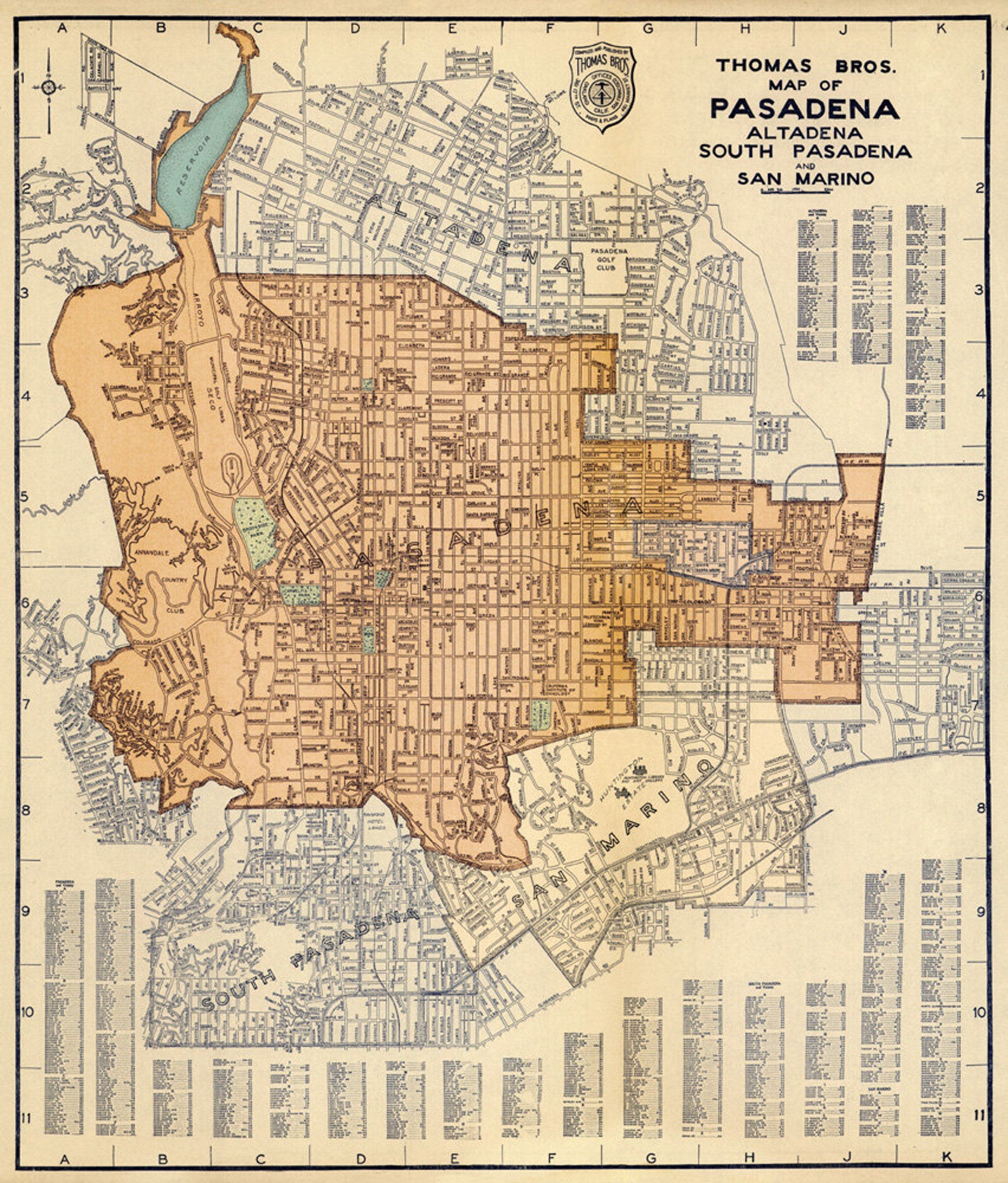 Vintage Map of Pasadena Old City Map Restored Fine Print on - Etsy Canada