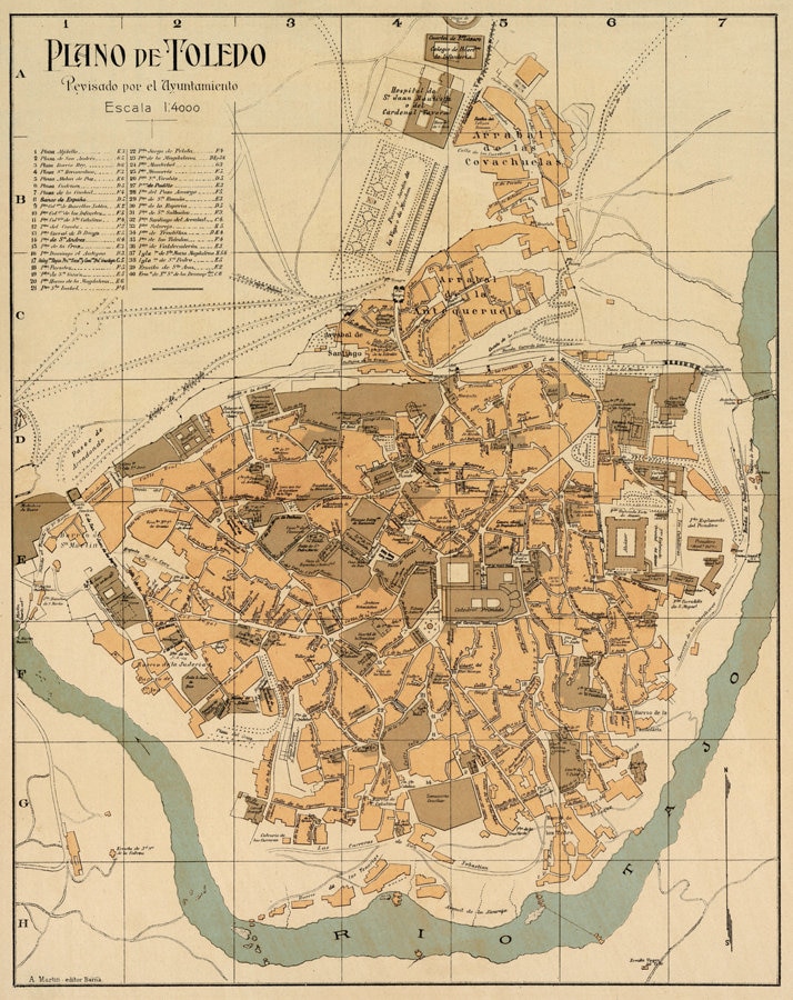 Map of Toledo spain Old Map Reproduction Historic Maps - Etsy Ireland