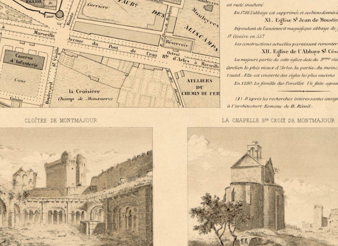 Arles Map Vintage Style Map of Arles Illustrated Old City - Etsy