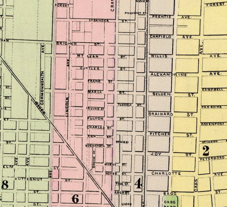 Detroit Map Map of Detroit Archival Reproduction Old Maps - Etsy