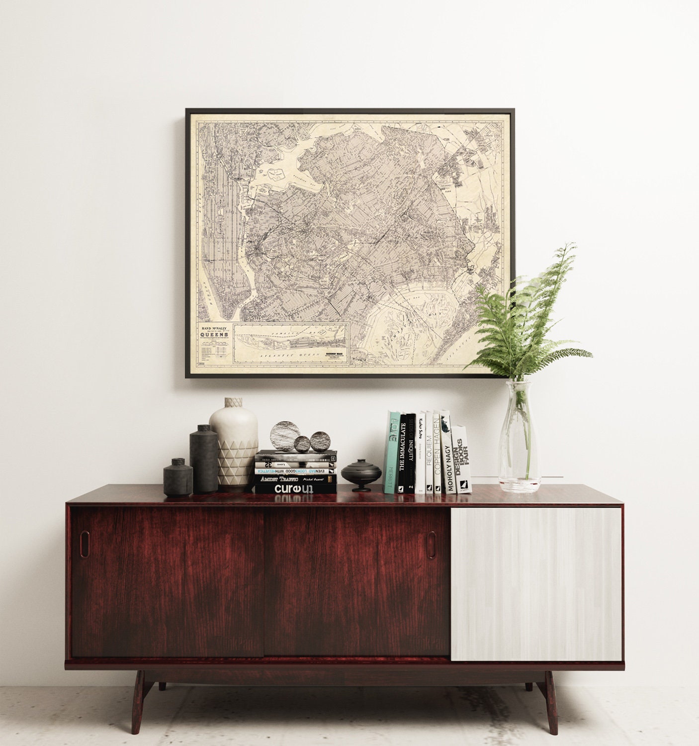 Queens Map Old Map of Queens Fine Print on Paper or Canvas | Etsy Canada