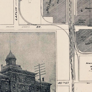 Map of Chicago Union Stock Yards Historical Map Restored, Fine Print on ...