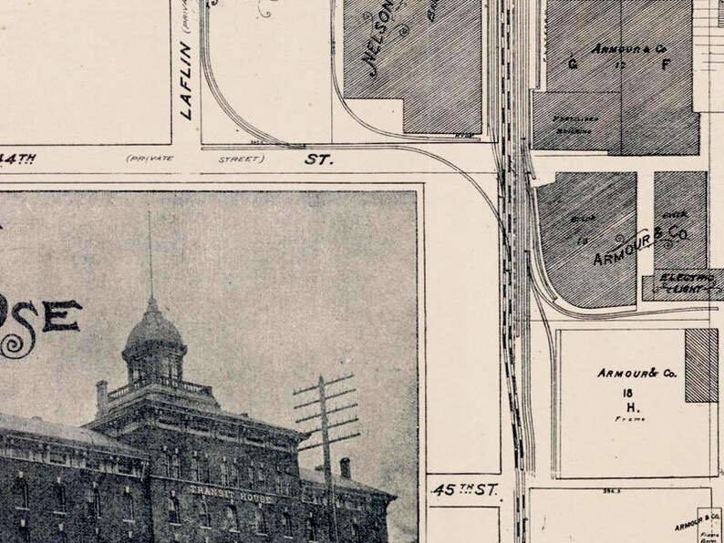 Map of Chicago Union Stock Yards Historical Map Restored | Etsy