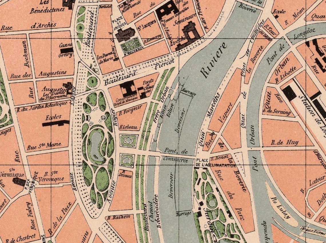 Historical Map of Liège Plan De La Ville De Liège Old City - Etsy Canada