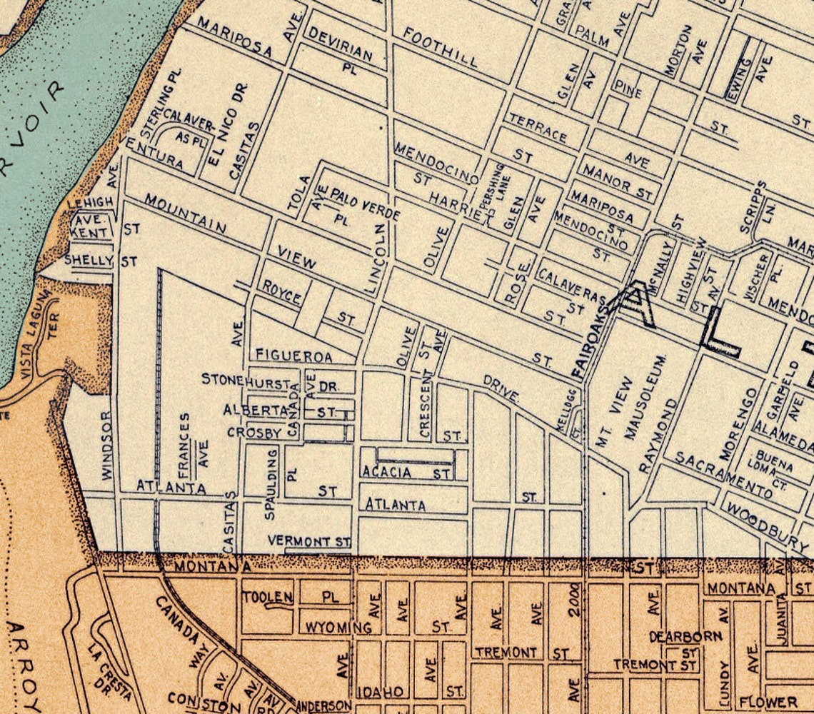 Vintage Map of Pasadena Old City Map Restored Fine Print on - Etsy Canada