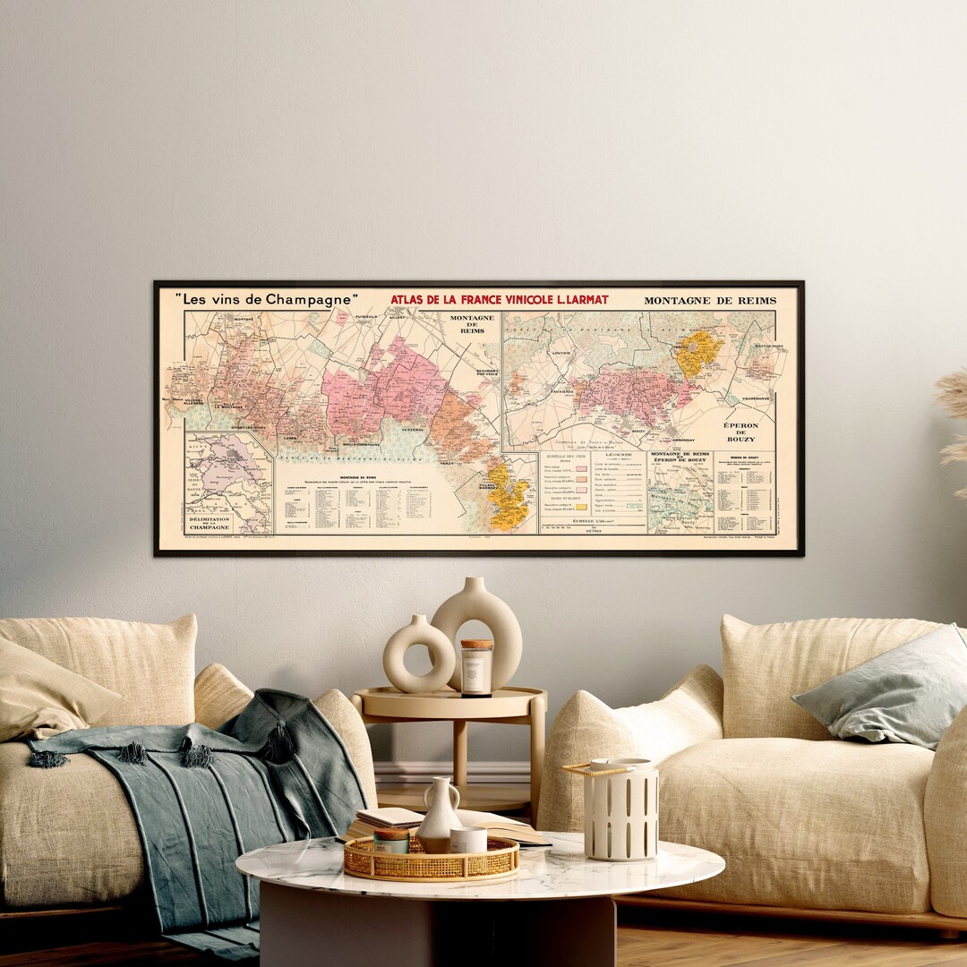 Montagne De Reims Wine Area Map, Champagne Wine Region, Part of "atlas ...