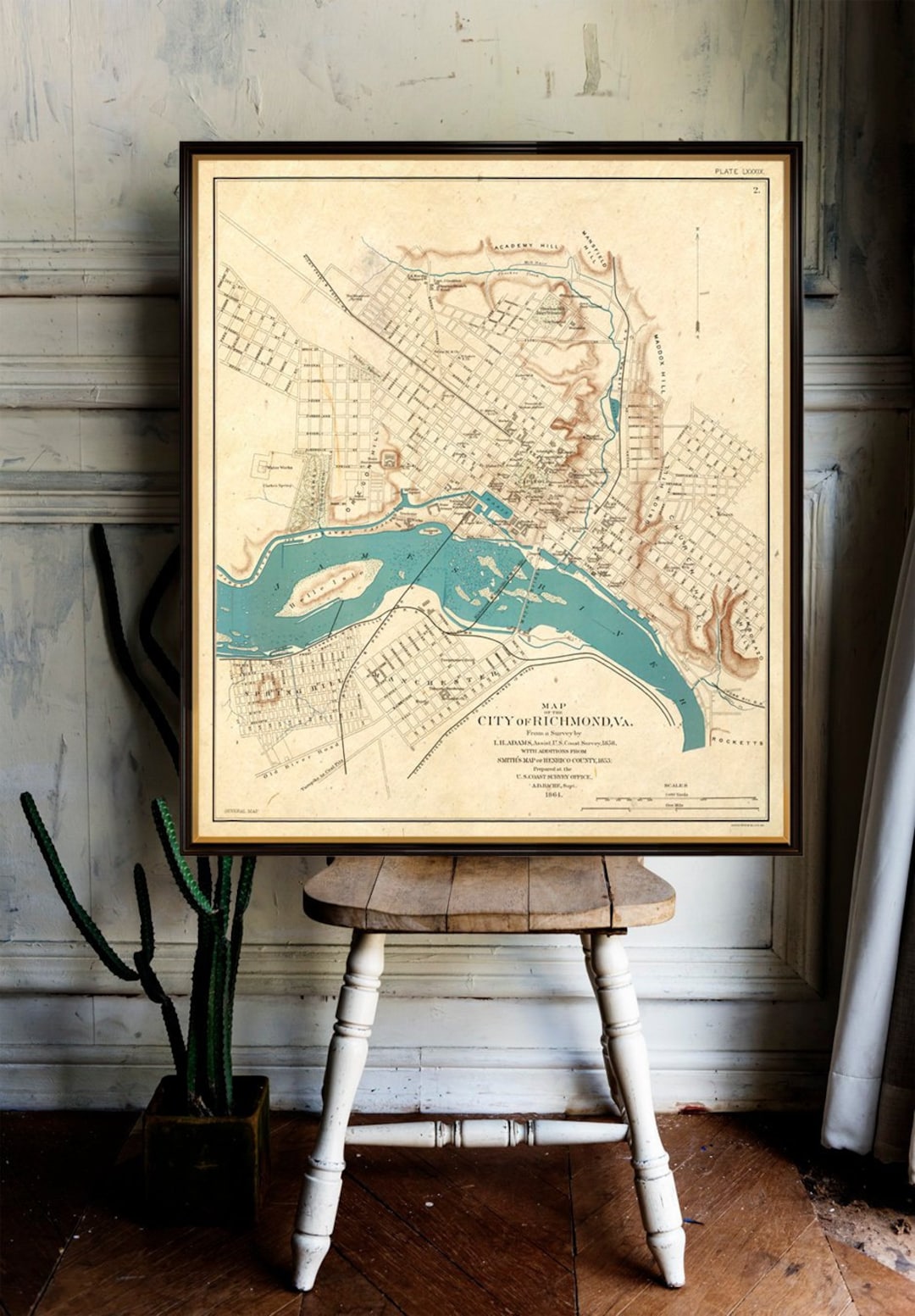 Old Map of Richmond - Historical Map Reproduction on Paper or Canvas - Etsy