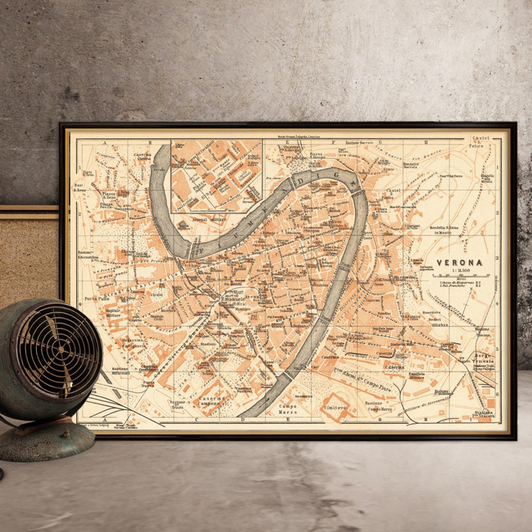 Verona Map Vintage Map of Verona Archival Reproduction on - Etsy