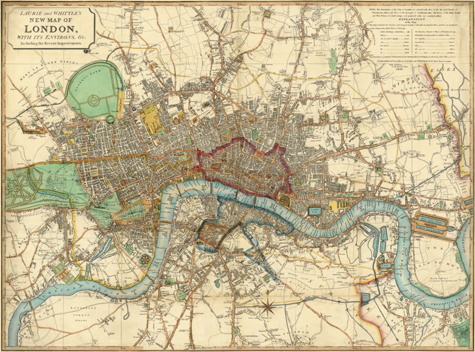 London Map Large Old Map of London Fine Art Print on Paper | Etsy Canada
