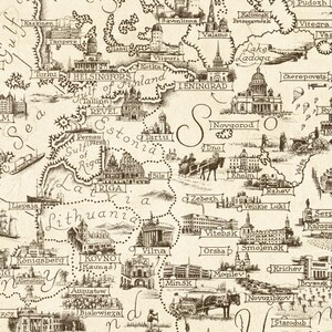 Pictorial Map of Europe - Vintage Map in Sepia Tones - Large Map for ...