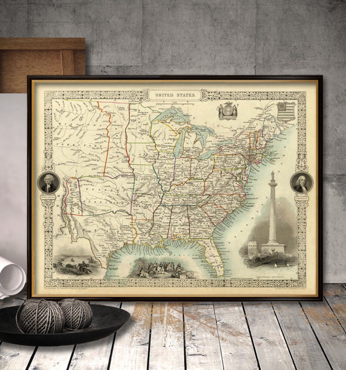 Vintage Map of USA Archival Print Old Map of the United | Etsy