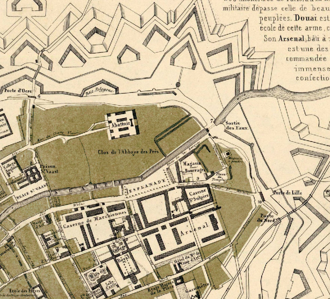 Douai Map Plan De La Ville De Douai france Fine Giclee | Etsy
