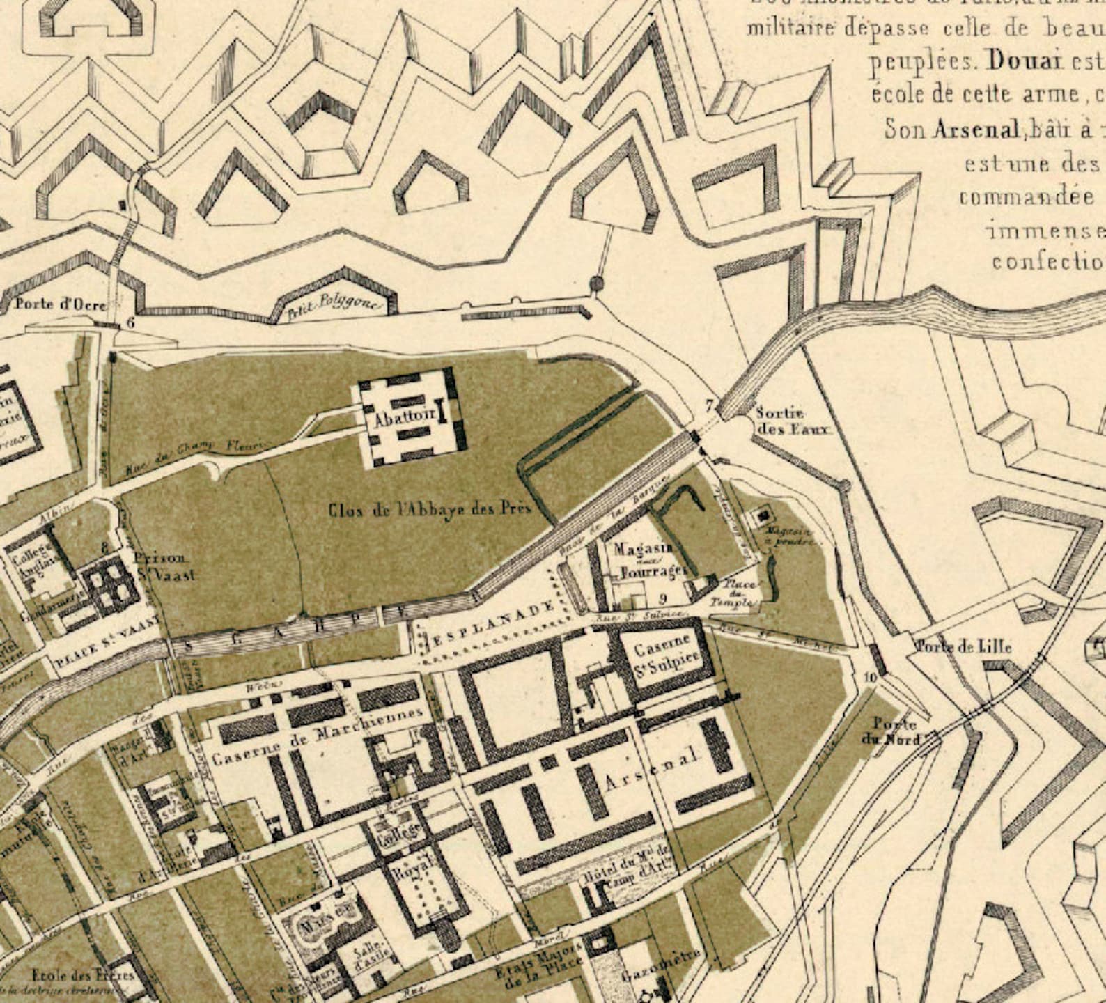 Douai Map Plan De La Ville De Douai france Fine Giclee | Etsy